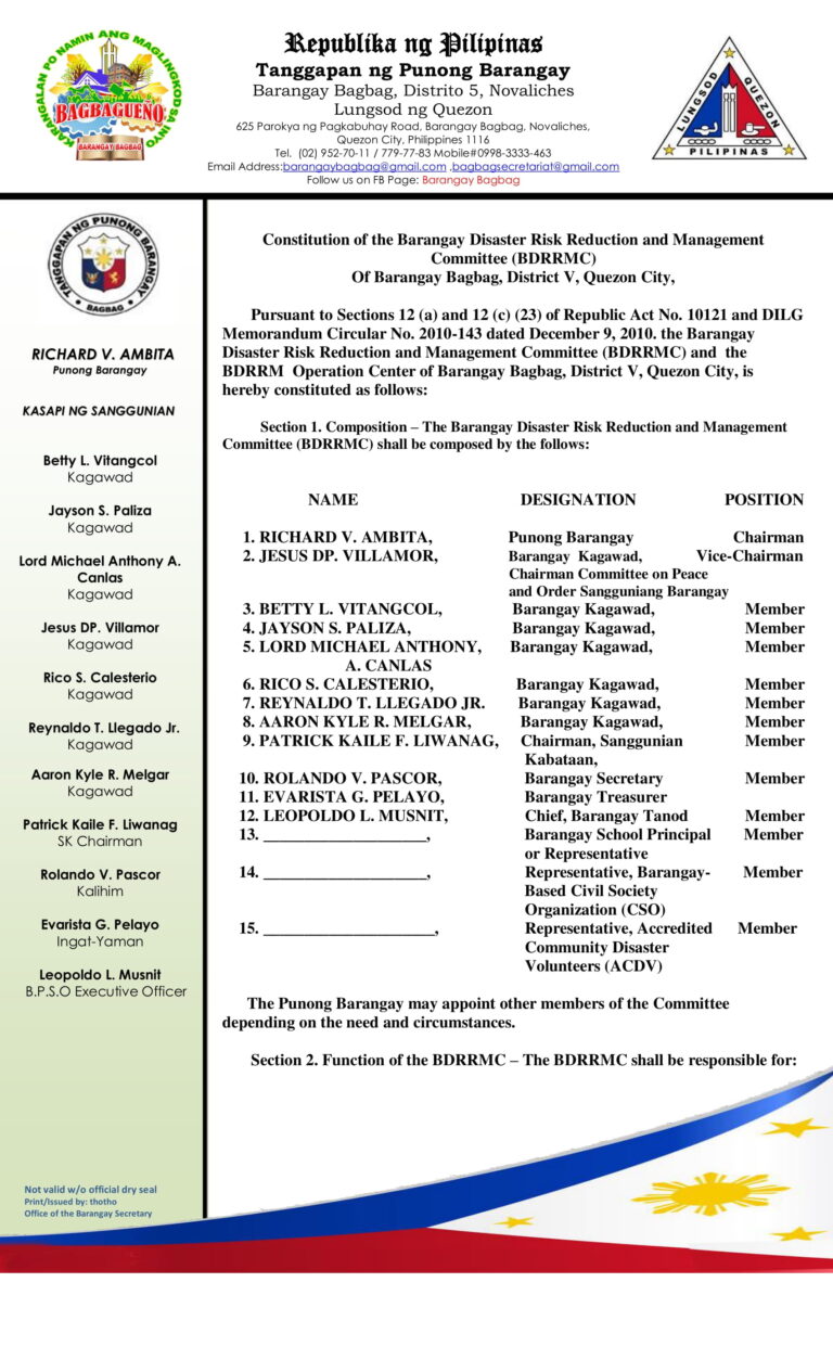 Executive Order – Barangaybagbag