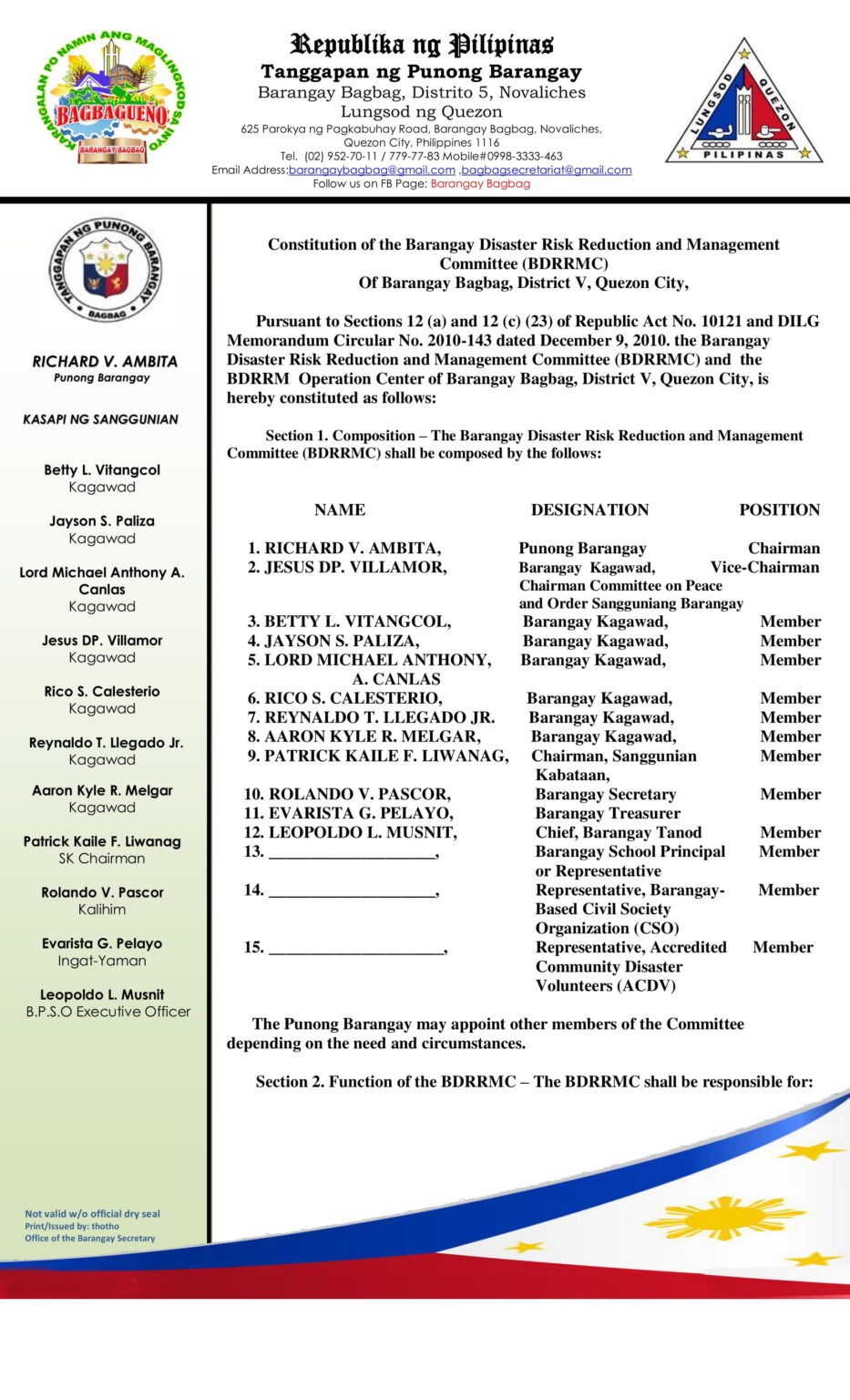 Executive Order – Barangaybagbag