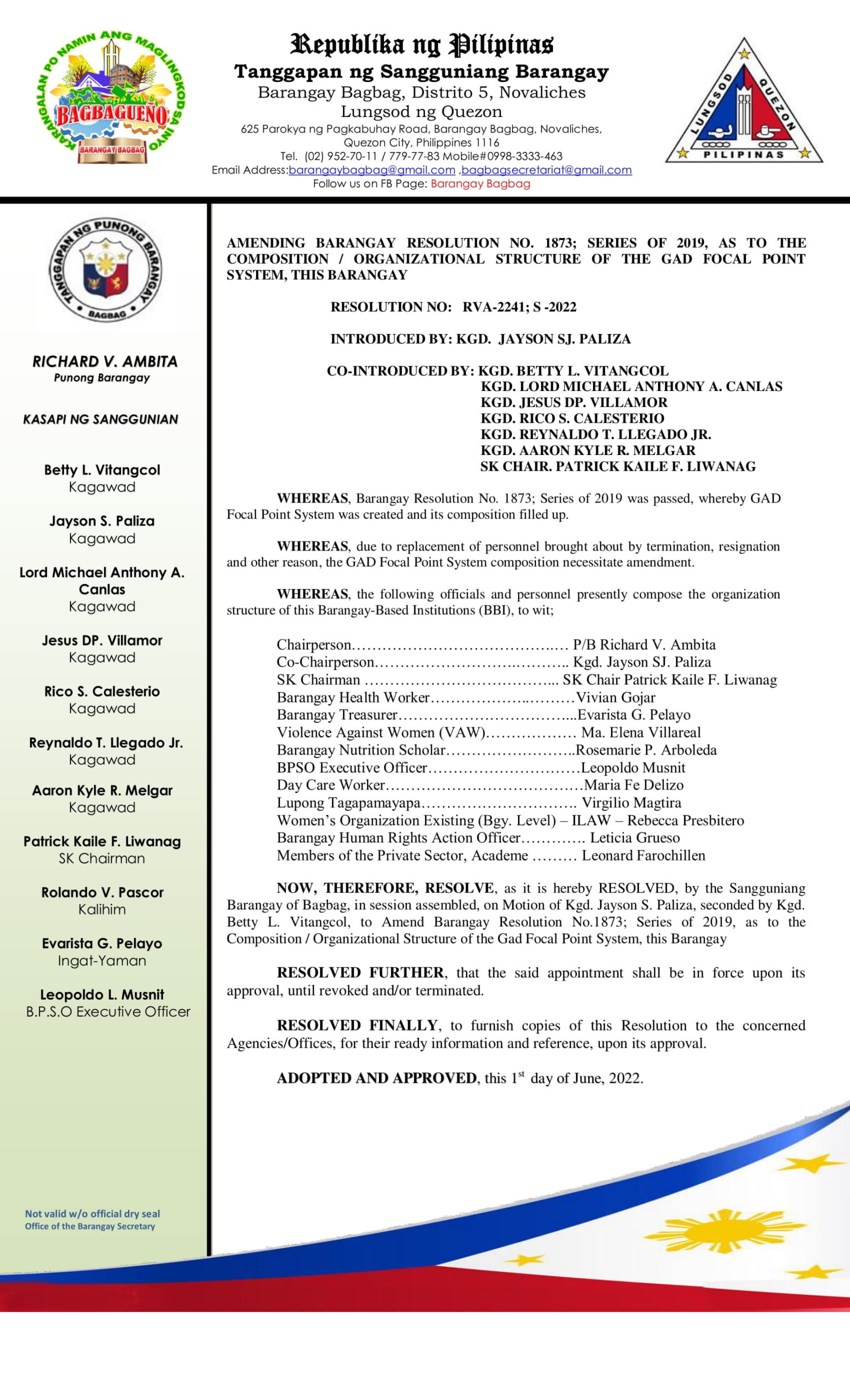 Executive Order Barangaybagbag